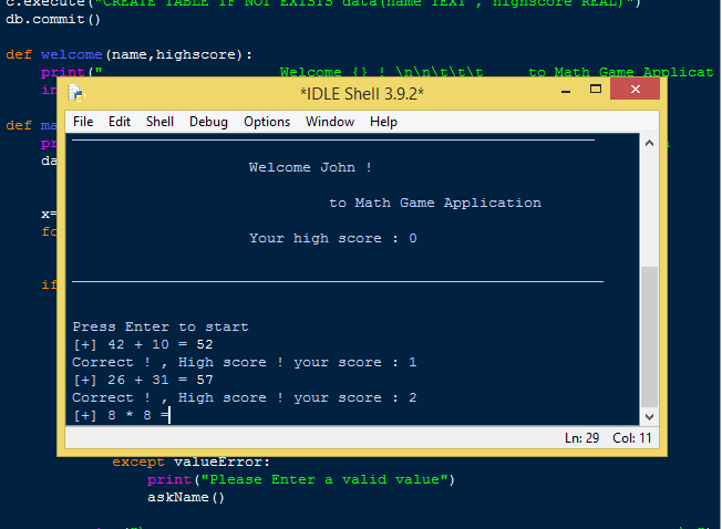 Simple Math Game Application with SQLite in Python Free Source Code | SourceCodester